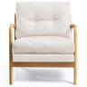 George Oliver Mid-Century Tufted Upholstered Accent Chair Linen Arm Chairs with Solid Wood Frame ...